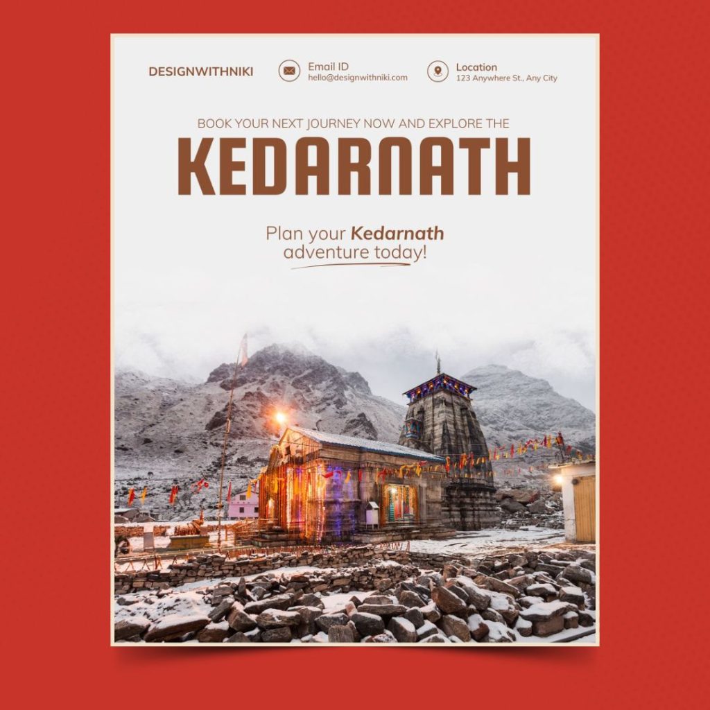 Kedarnath Tour Poster Template for Travel Use – Design with Niki