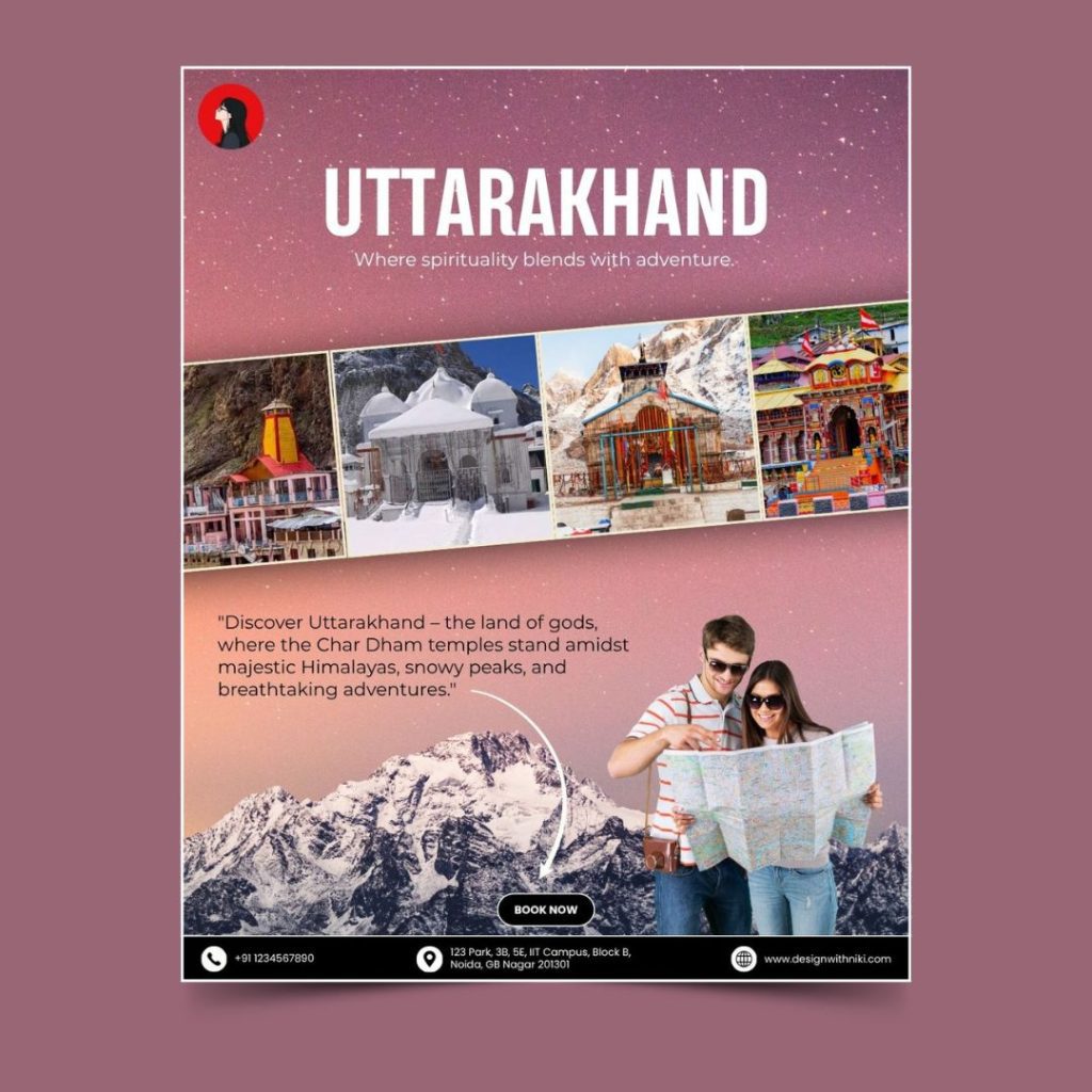 Free Uttarakhand Chardham Travel Poster Template – Design with Niki